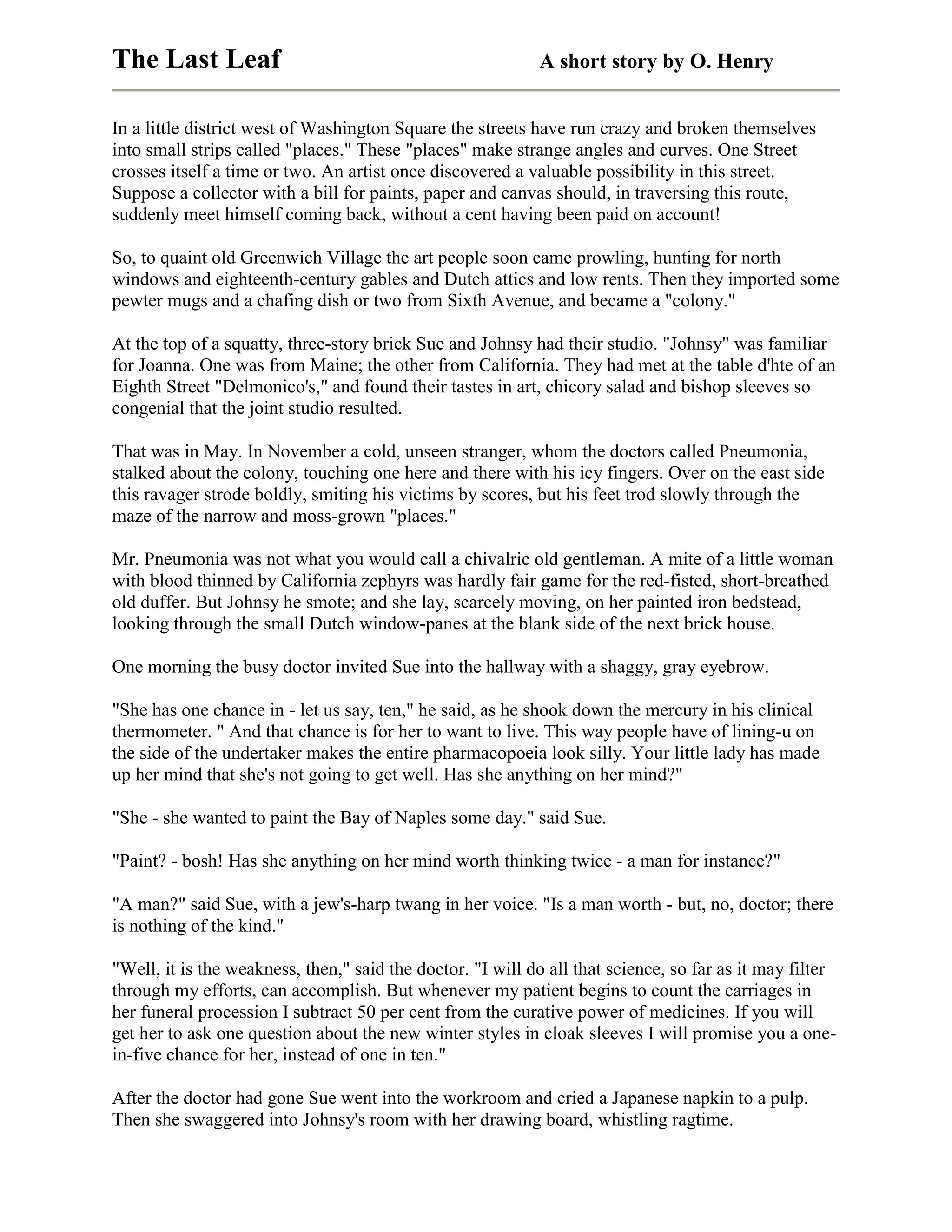 O.Henry's short story | DOCX