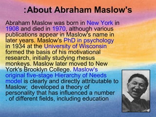 Maslow's Hierarchy - Organization Behavior | PPT