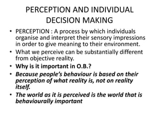 O.b. c 6 perception and individual decision making | PPTX