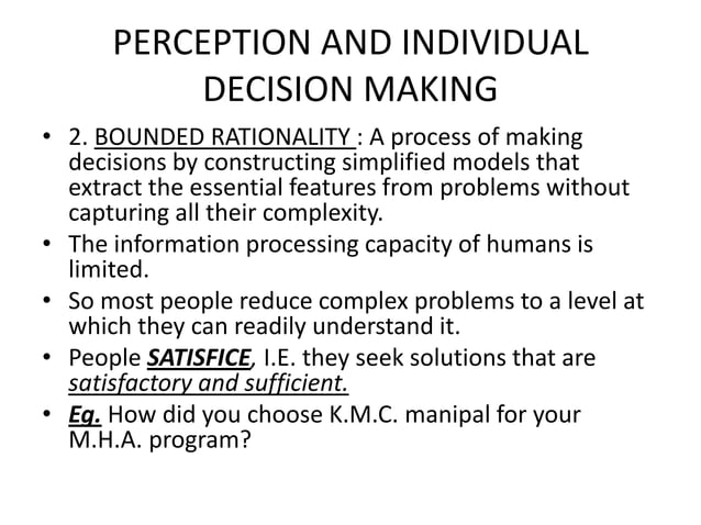 O.b. c 6 perception and individual decision making | PPTX | Science