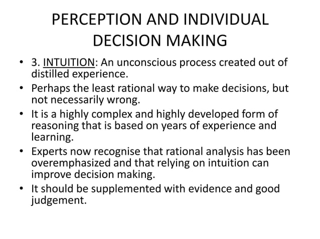O.b. c 6 perception and individual decision making | PPTX | Science