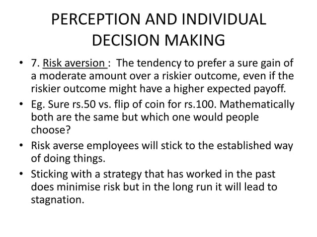 O.b. c 6 perception and individual decision making | PPTX | Science