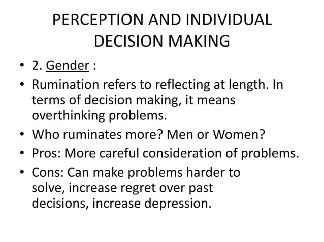O.b. c 6 perception and individual decision making | PPTX | Science
