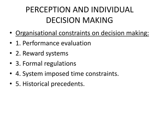 O.b. c 6 perception and individual decision making | PPTX | Science