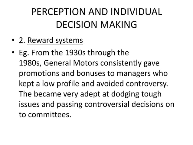 O.b. c 6 perception and individual decision making | PPTX | Science