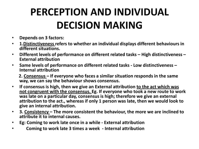 O.b. c 6 perception and individual decision making | PPTX | Science