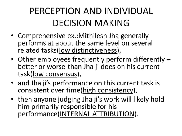 O.b. c 6 perception and individual decision making | PPTX | Science