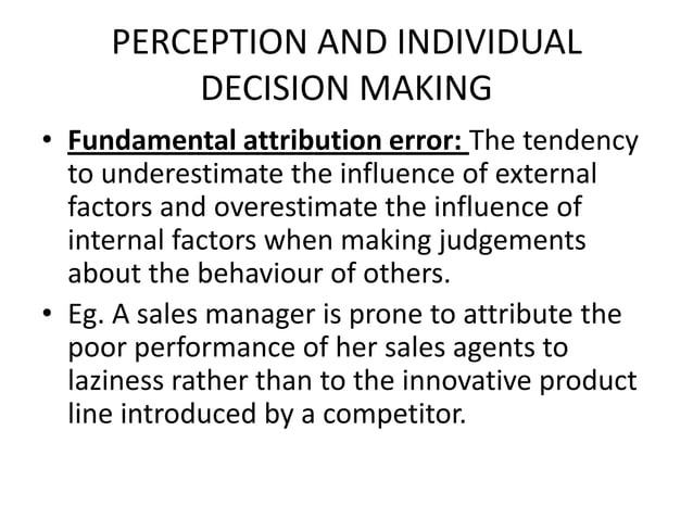 O.b. c 6 perception and individual decision making | PPTX | Science