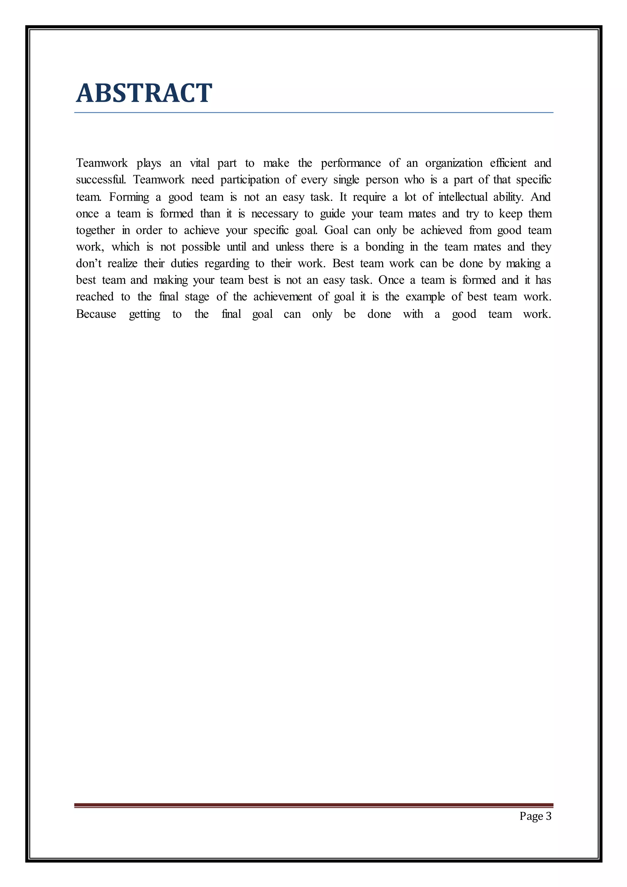 TEAM WORK REPORT | DOCX