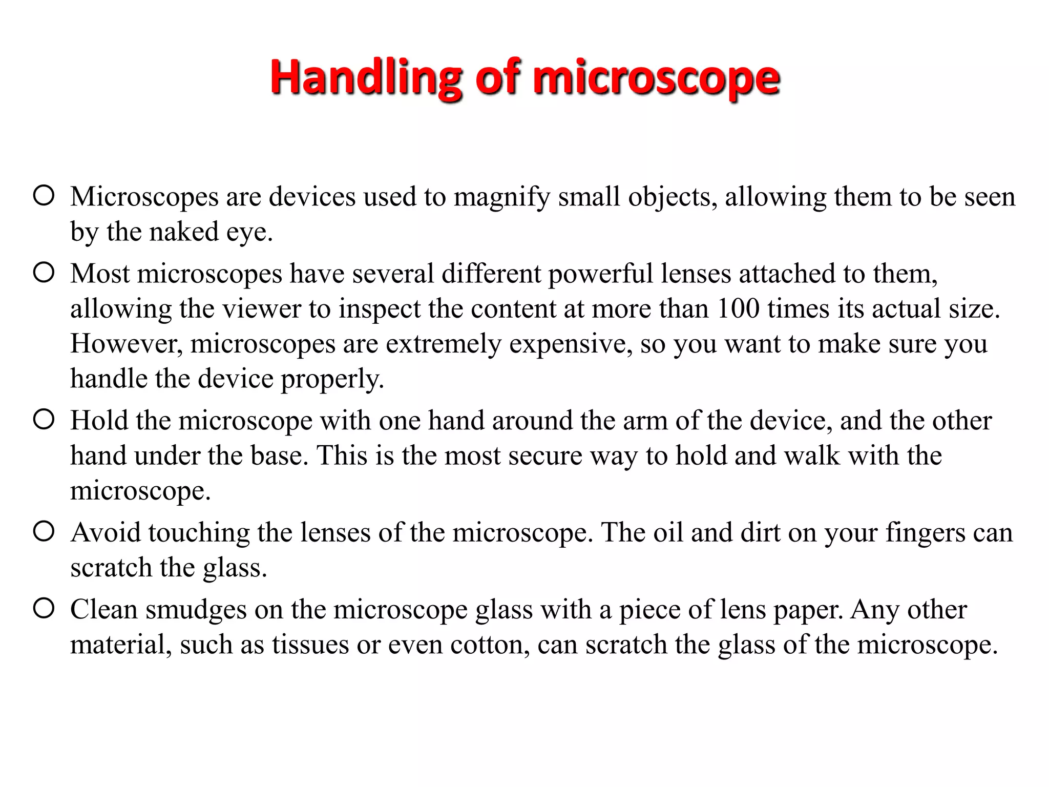 Basic concepts in laboratory techniques , Use and handling of ...
