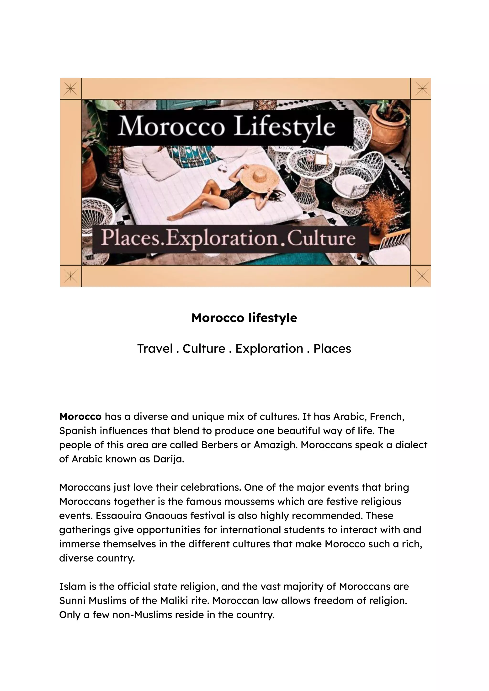 Lifestyle and traveling in Morocco | PDF | Islam | Religion & Spirituality