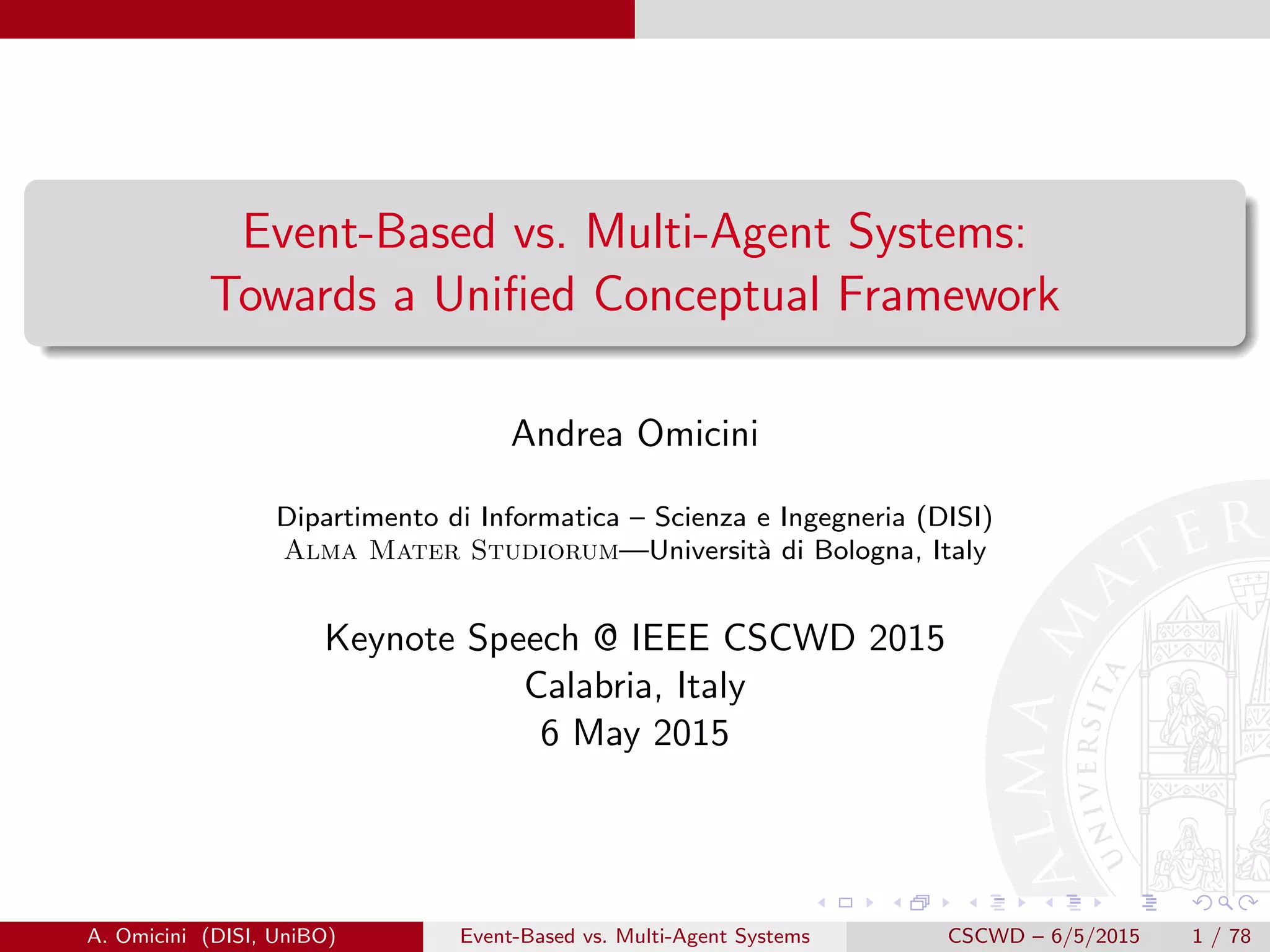 Event-Based vs. Multi-Agent Systems: Towards a Unified Conceptual ...