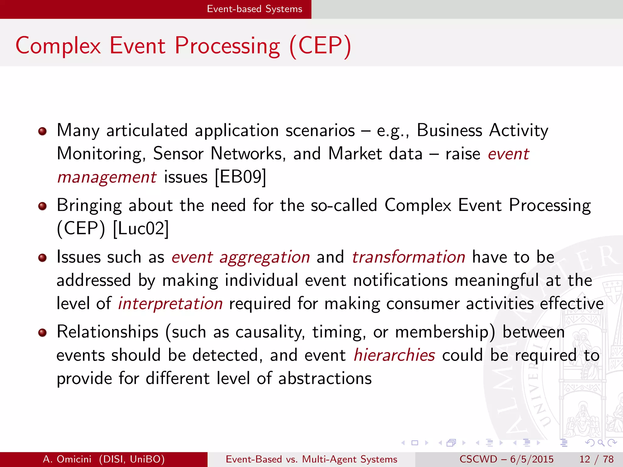 Event-Based vs. Multi-Agent Systems: Towards a Unified Conceptual ...