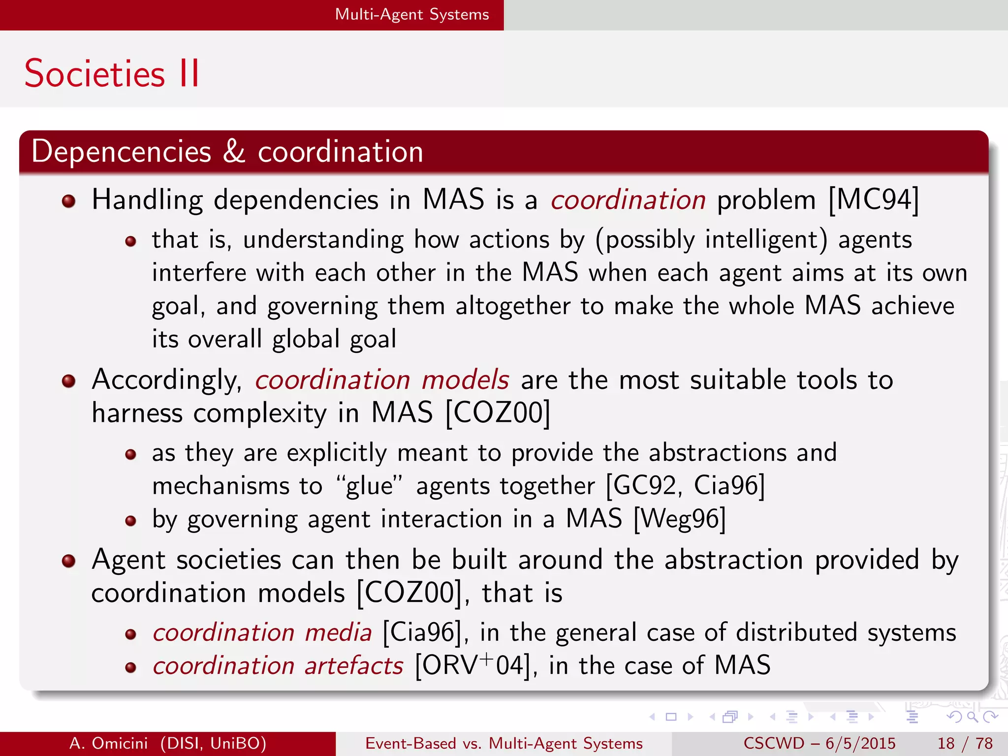 Event-Based vs. Multi-Agent Systems: Towards a Unified Conceptual Framework | PPT