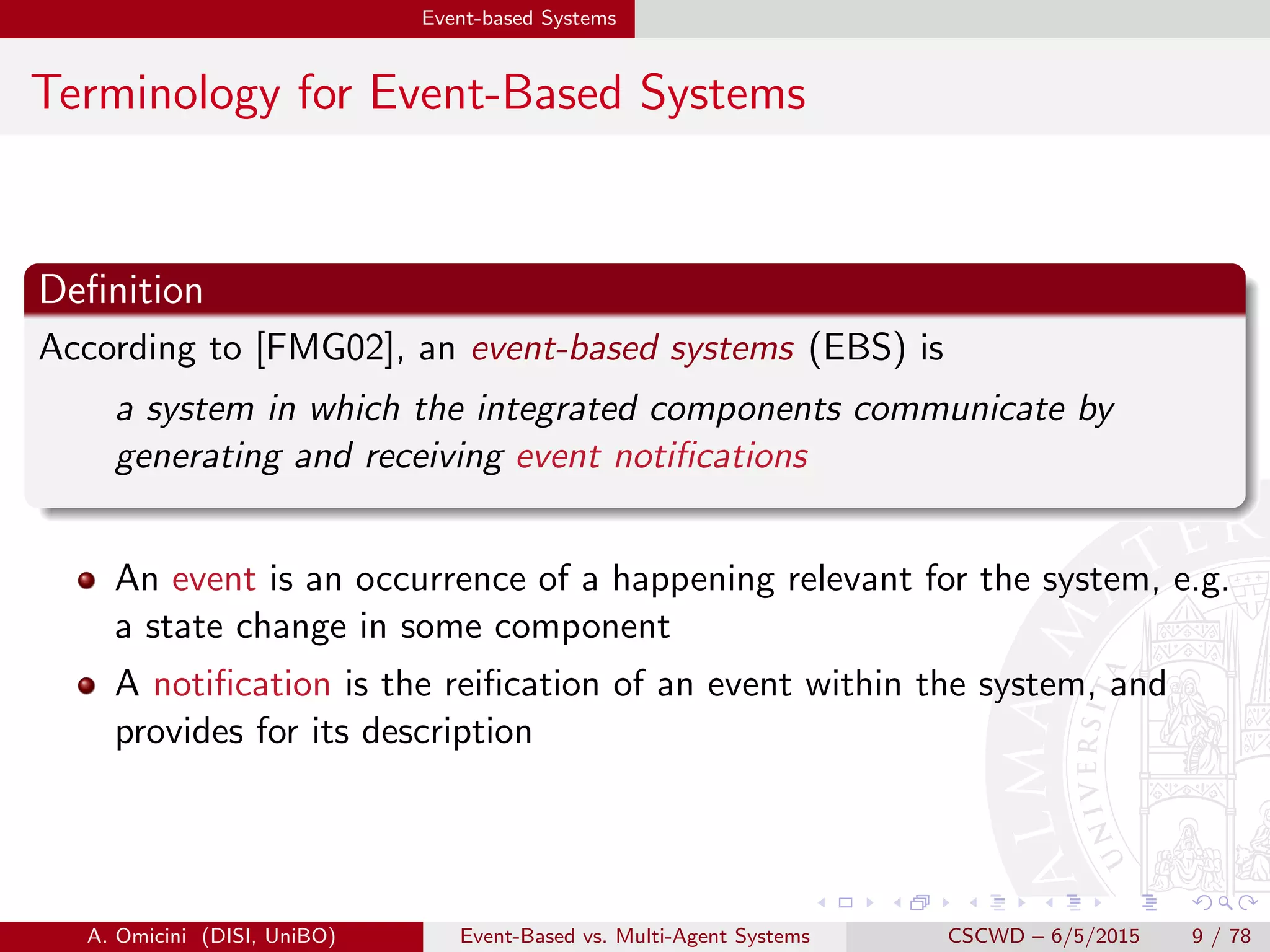 Event-Based vs. Multi-Agent Systems: Towards a Unified Conceptual ...