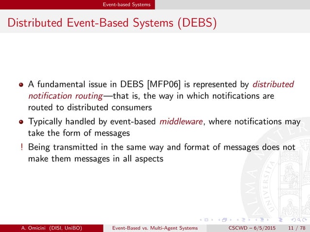 Event-Based vs. Multi-Agent Systems: Towards a Unified Conceptual ...