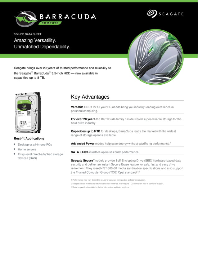 Ổ cứng seagate hard drive Baracuda Datasheet | PDF | Data Storage and ...
