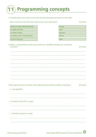 CAMBRIDGE IGCSE COMPUTER SCIENCE WORKBOOK | PDF