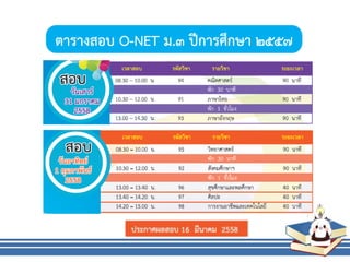 เตรียมความพร้อม O net 2557 | PPT