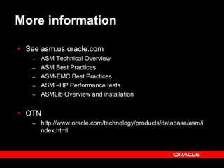O Racle Asm Best Practices Presentation | PPT