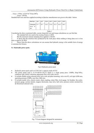 Automation of Fixtures Using Hydraulic Power Pack for a Bogie ...
