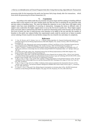 A Survey on Identification of Closed Frequent Item Sets Using Intersecting Algorithm for ...