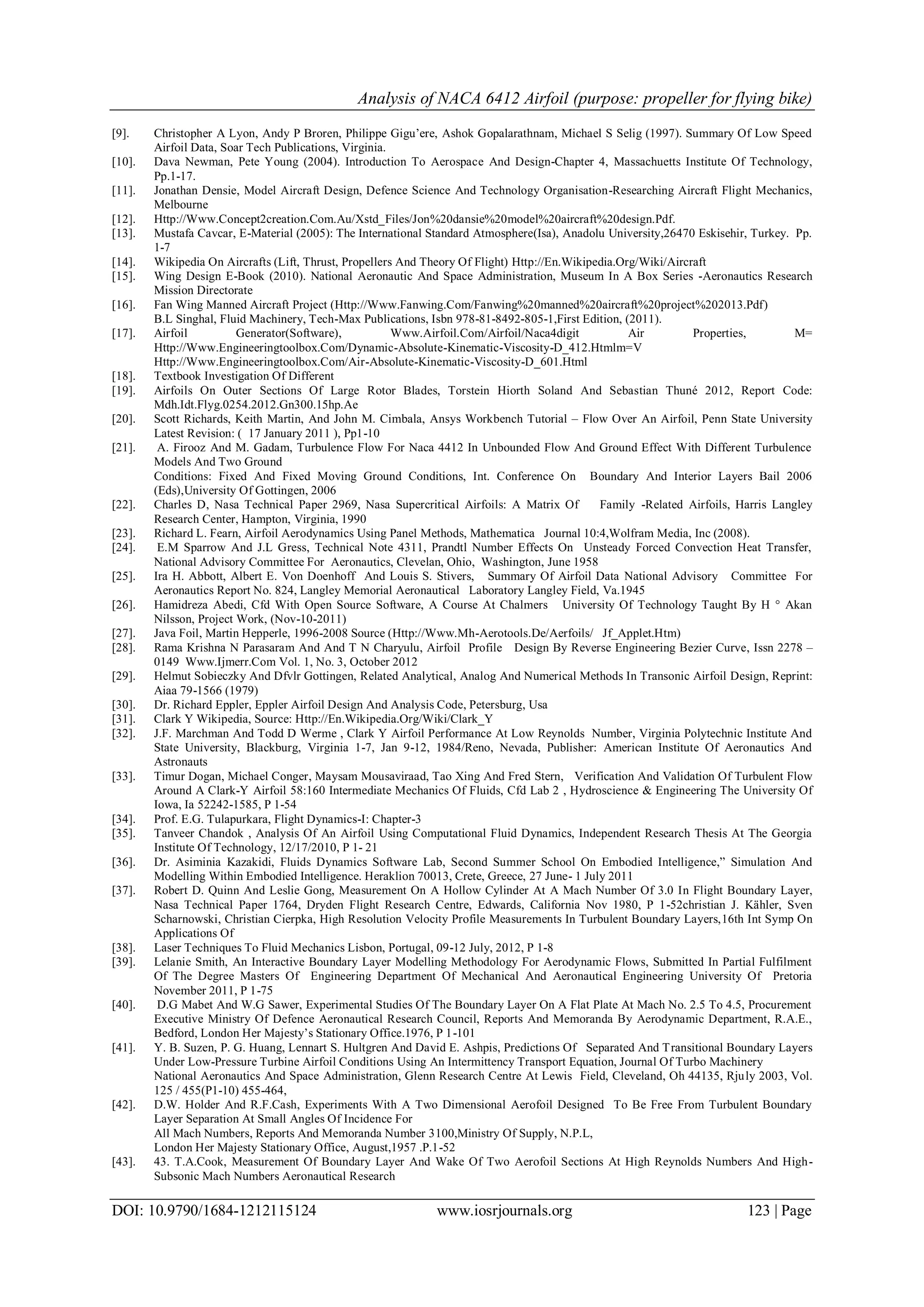 Analysis Of NACA 6412 Airfoil (Purpose: Propeller For Flying Bike) | PDF