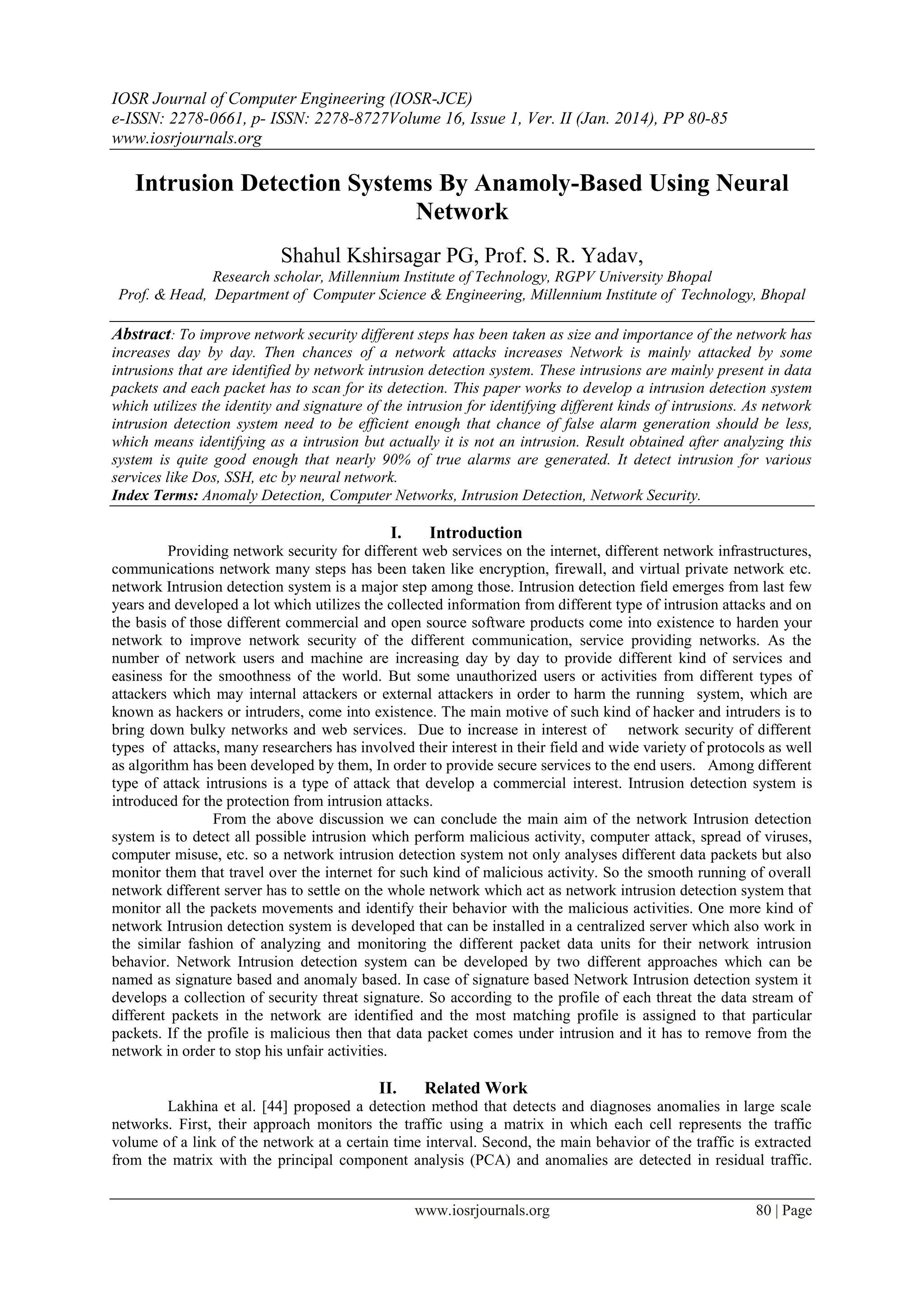 Intrusion Detection Systems By Anamoly-Based Using Neural Network | PDF