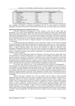 Conjunctive Use of Surface and Groundwater as Agri-tourism Resource Facilitator: Discourse ...