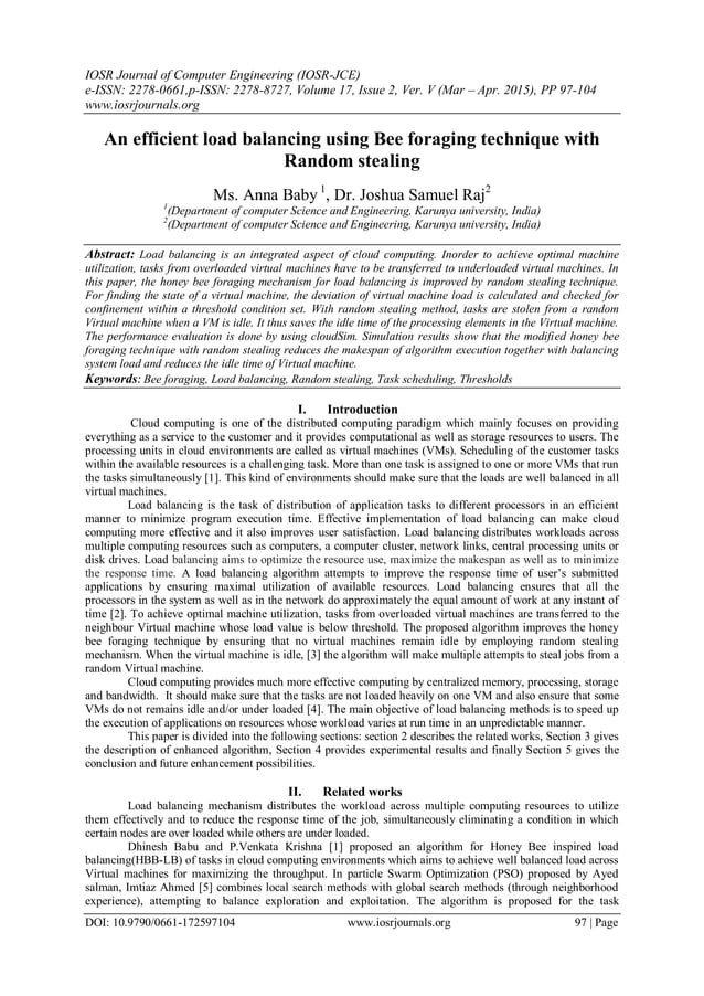 An Efficient Load Balancing Using Bee Foraging Technique With Random