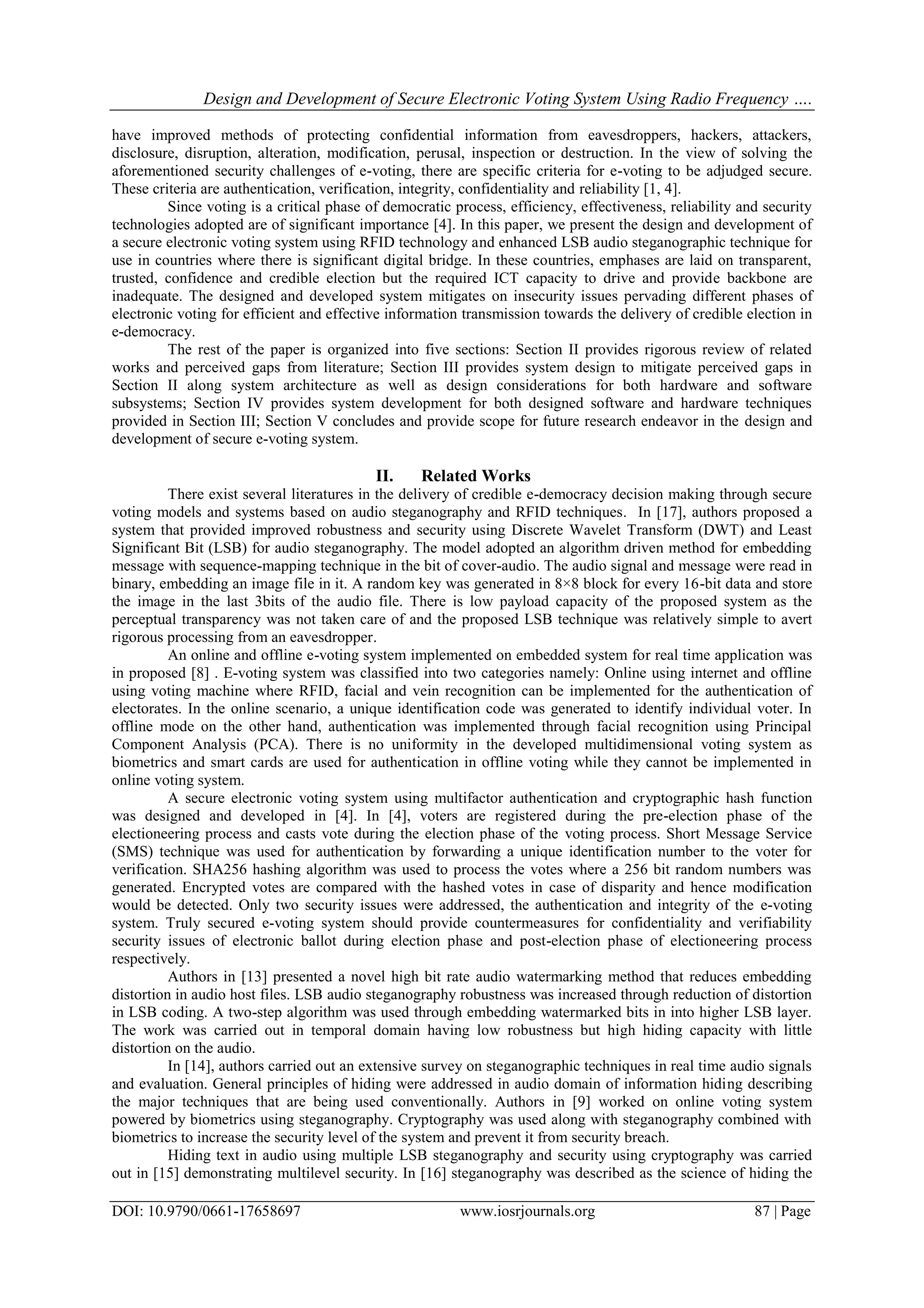 Design and Development of Secure Electronic Voting System Using Radio Frequency Identification ...