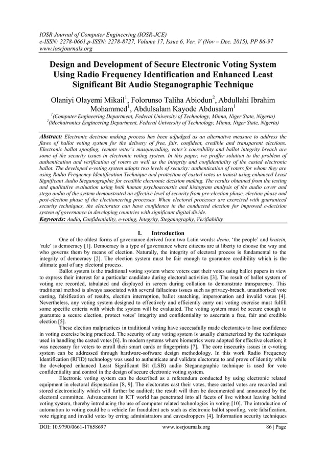 Design and Development of Secure Electronic Voting System Using Radio ...