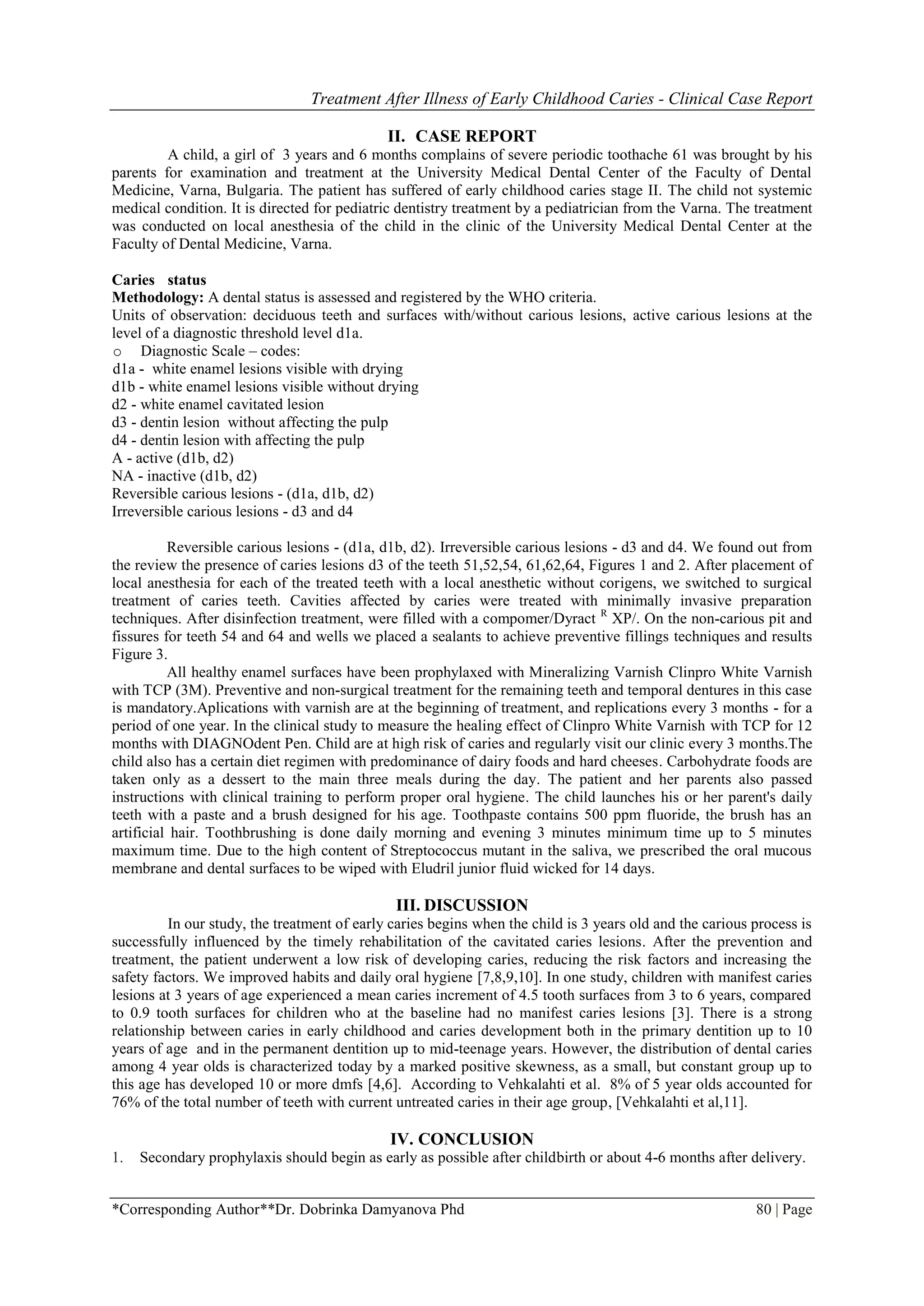 Treatment After Illness of Early Childhood Caries - Clinical Case ...