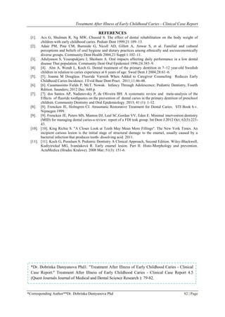 Treatment After Illness of Early Childhood Caries - Clinical Case ...