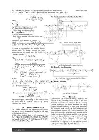 Closed Loop Speed Control of a BLDC Motor Drive Using Adaptive Fuzzy Tuned PI Controller | PDF