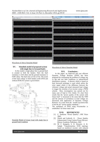 Sag mitigation in distribution system by using Dynamic voltage Restorer (DVR) | PDF