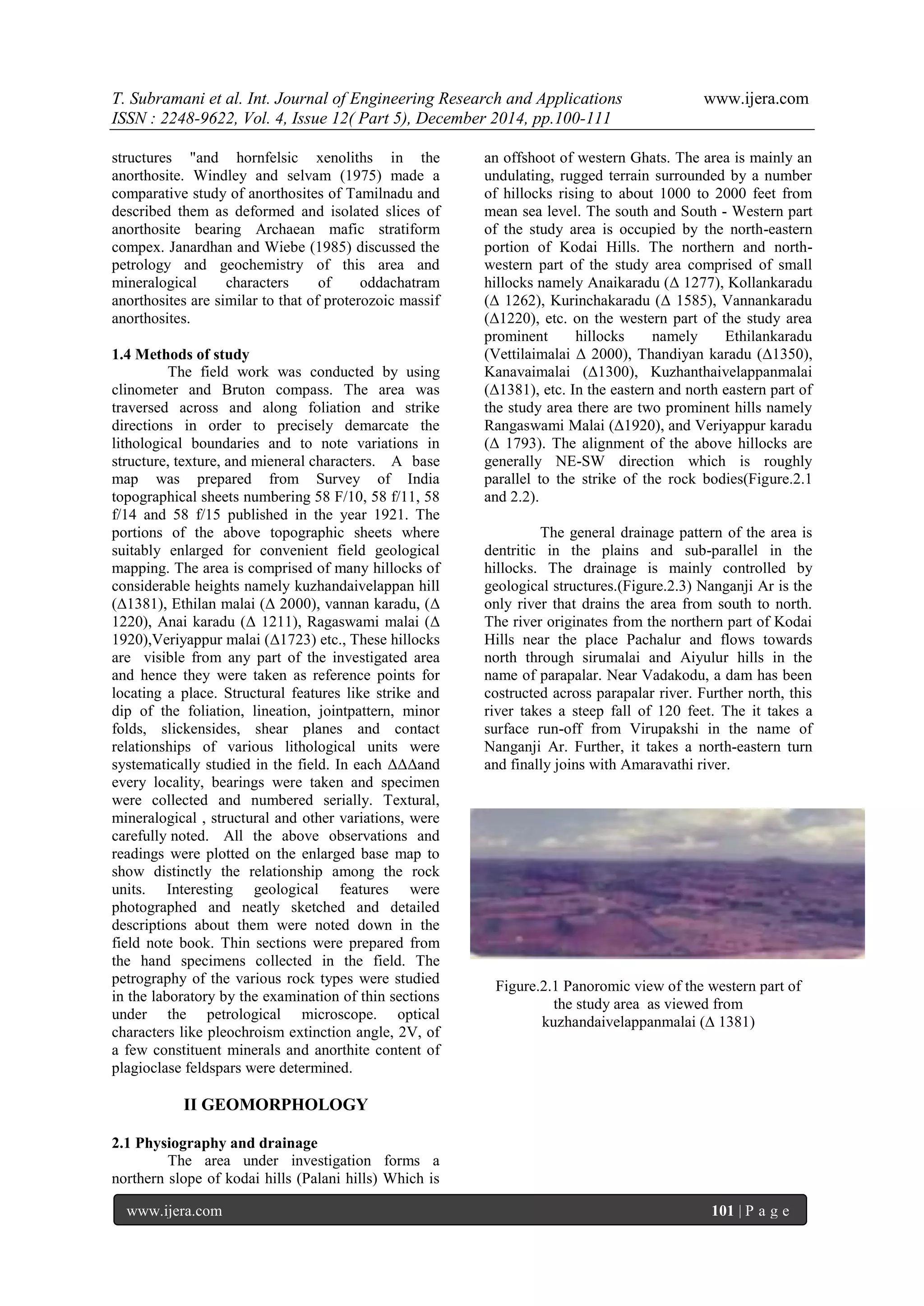 Anorthosite and Associated Rocks of Oddanchatram, Dindigul Anna ...