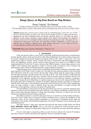 Range Query on Big Data Based on Map Reduce | PDF