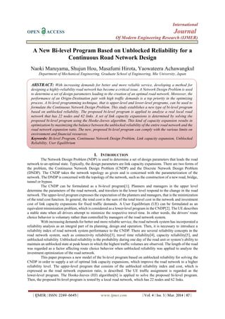 A New Bi-level Program Based on Unblocked Reliability for a Continuous Road Network Design | PDF