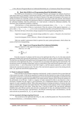 A New Bi-level Program Based on Unblocked Reliability for a Continuous Road Network Design | PDF