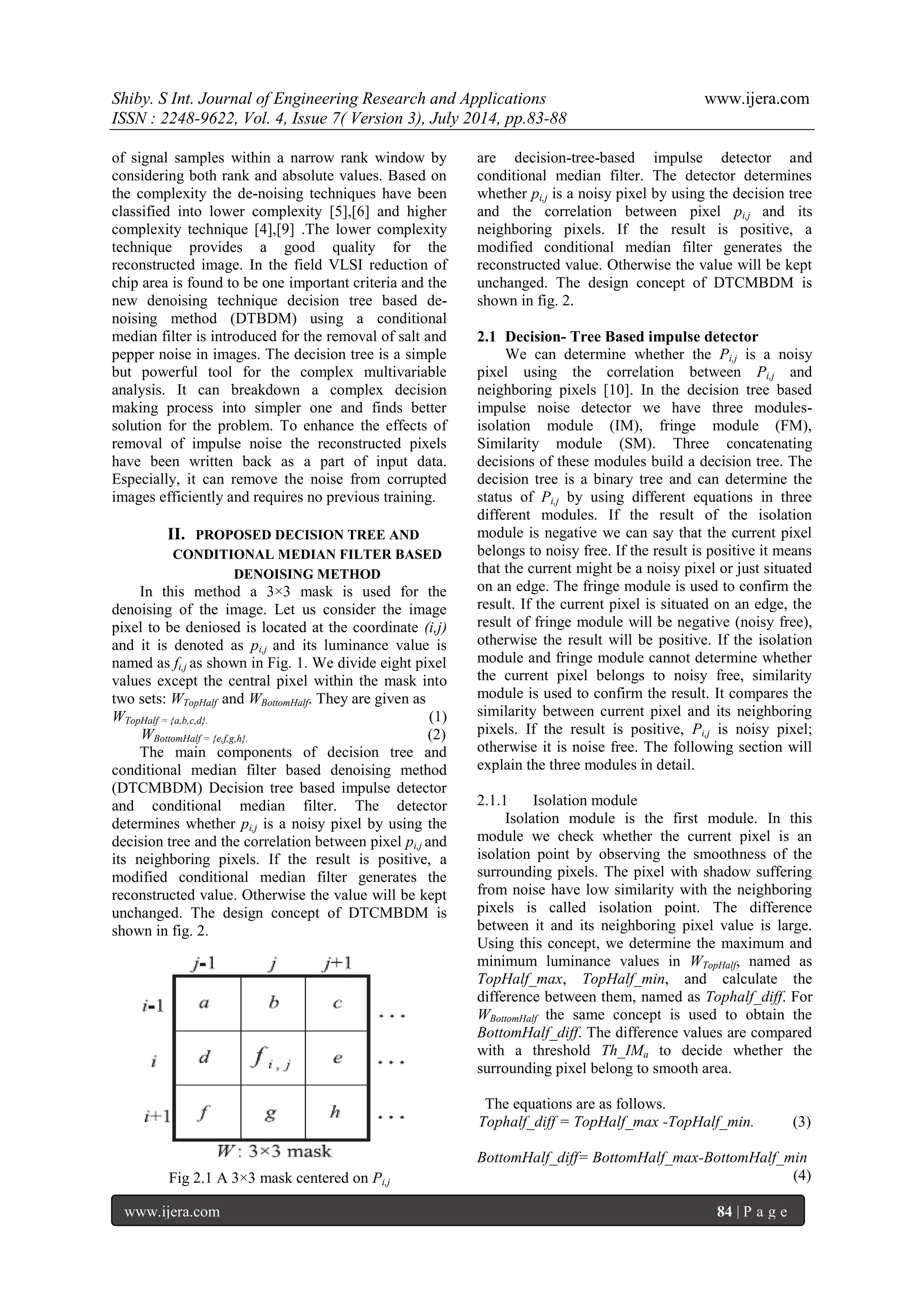 A Decision tree and Conditional Median Filter Based Denoising for impulse noise in images | PDF ...