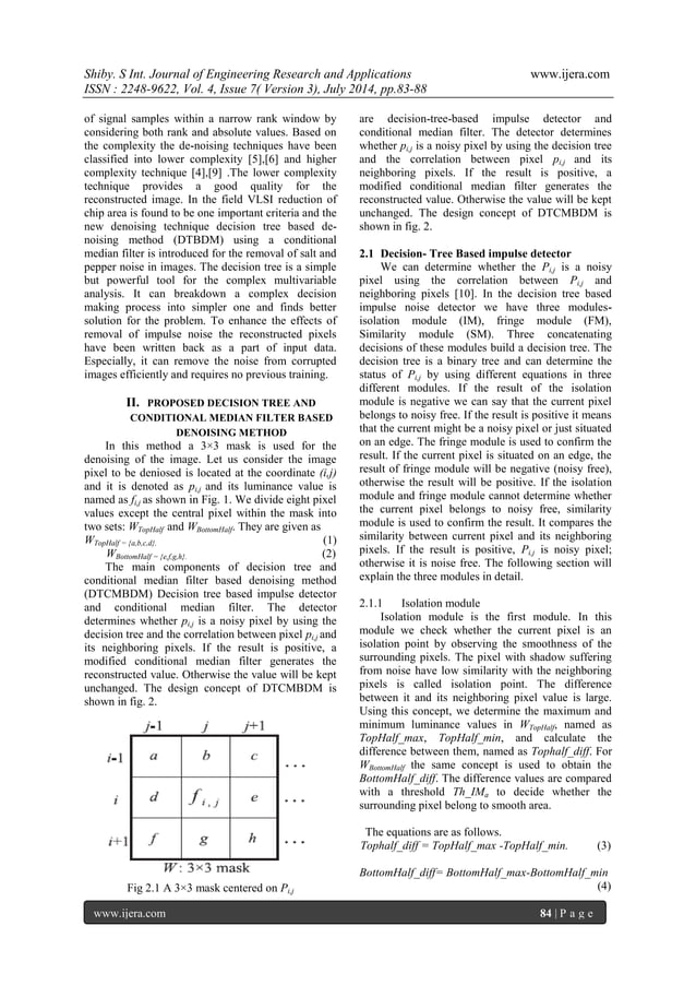 A Decision tree and Conditional Median Filter Based Denoising for impulse noise in images | PDF ...