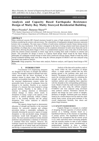 Analysis and Capacity Based Earthquake Resistance Design of Multy Bay Multy Storeyed Residential ...