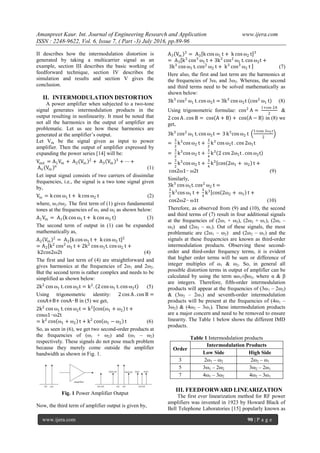 Intermodulation Distortion Cancellation by Feedforward Linearization of Power Amplifier | PDF