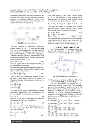 Intermodulation Distortion Cancellation by Feedforward Linearization of Power Amplifier | PDF