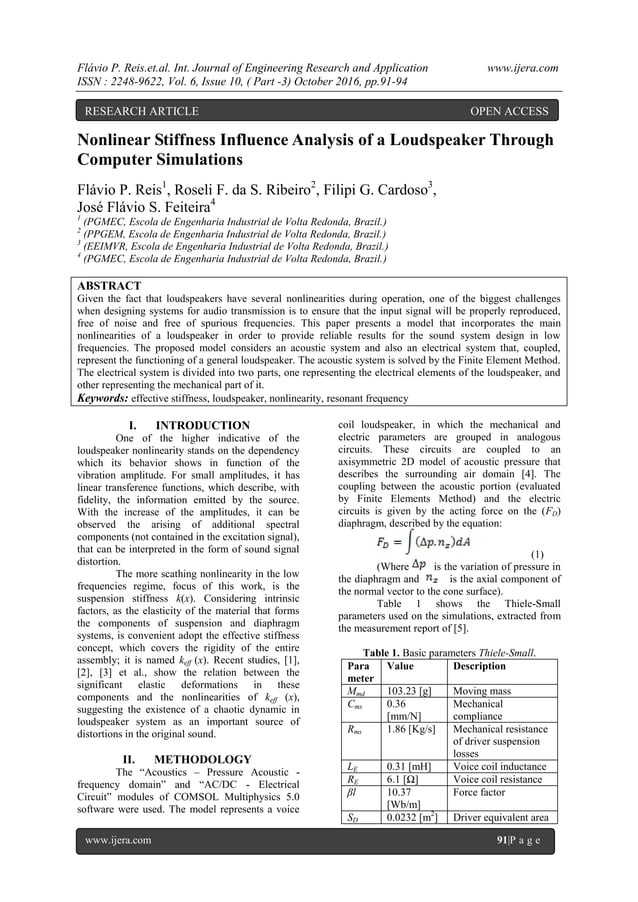 Nonlinear Stiffness Influence Analysis of a Loudspeaker Through Computer Simulations | PDF