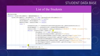 Student Data Base by OOP | PPT
