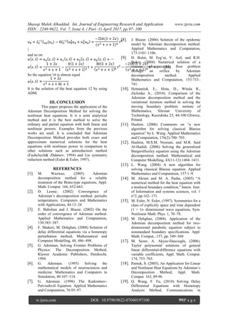 Adomian Decomposition Method for Solving the Nonlinear Heat Equation | PDF