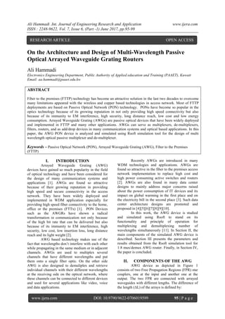 On the Architecture and Design of Multi-Wavelength Passive Optical Arrayed Waveguide Grating ...