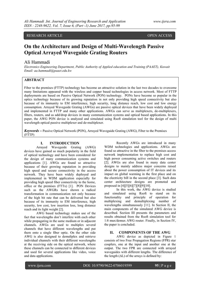 On The Architecture And Design Of Multi Wavelength Passive Optical Arrayed Waveguide Grating